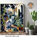 Modern PAINT by NUMBER Adult Kit ,cat Sitting in Courtyard , Foliage ...