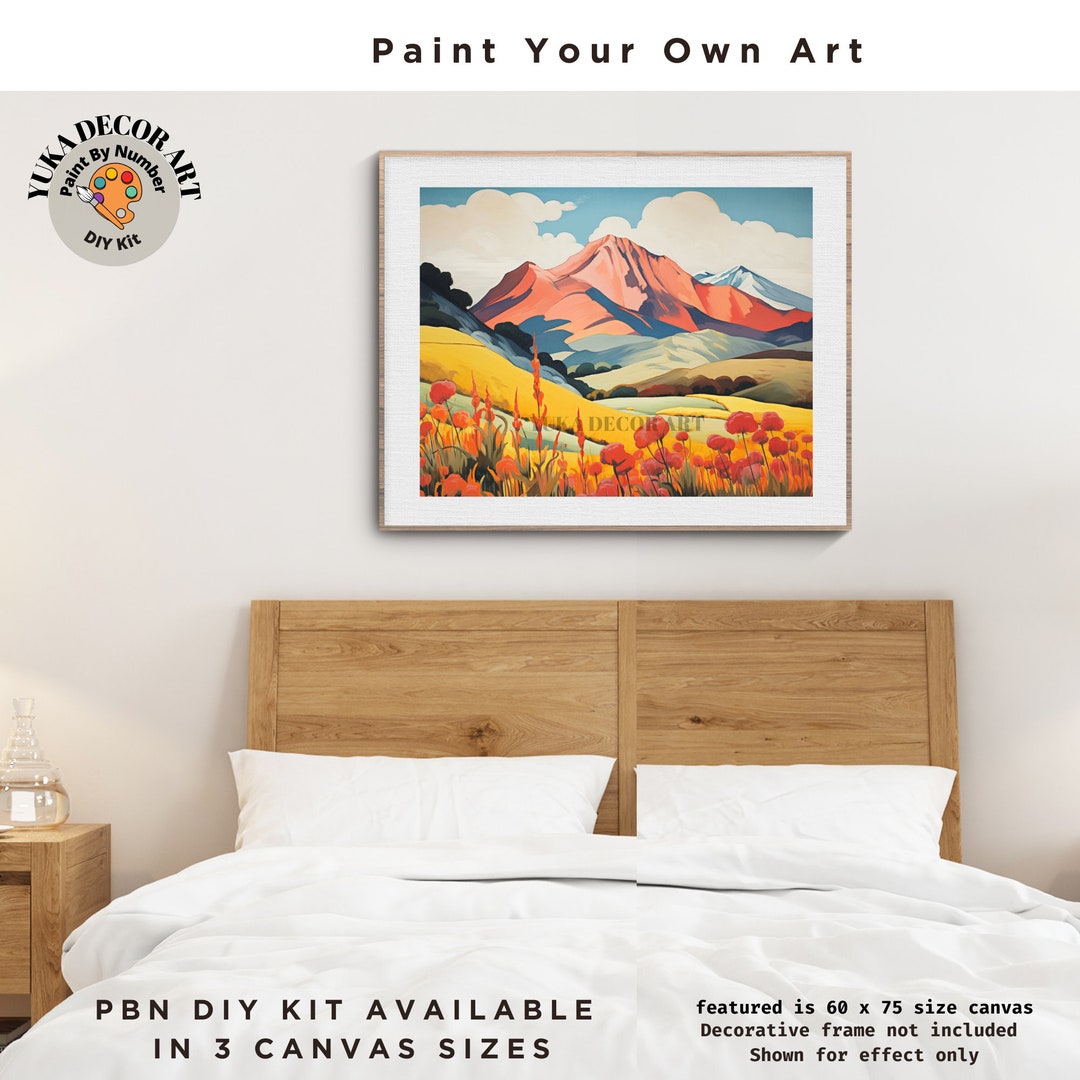 Mountain Landscape PAINT by NUMBER Kit Adult Nature Valley Vibrant Easy ...