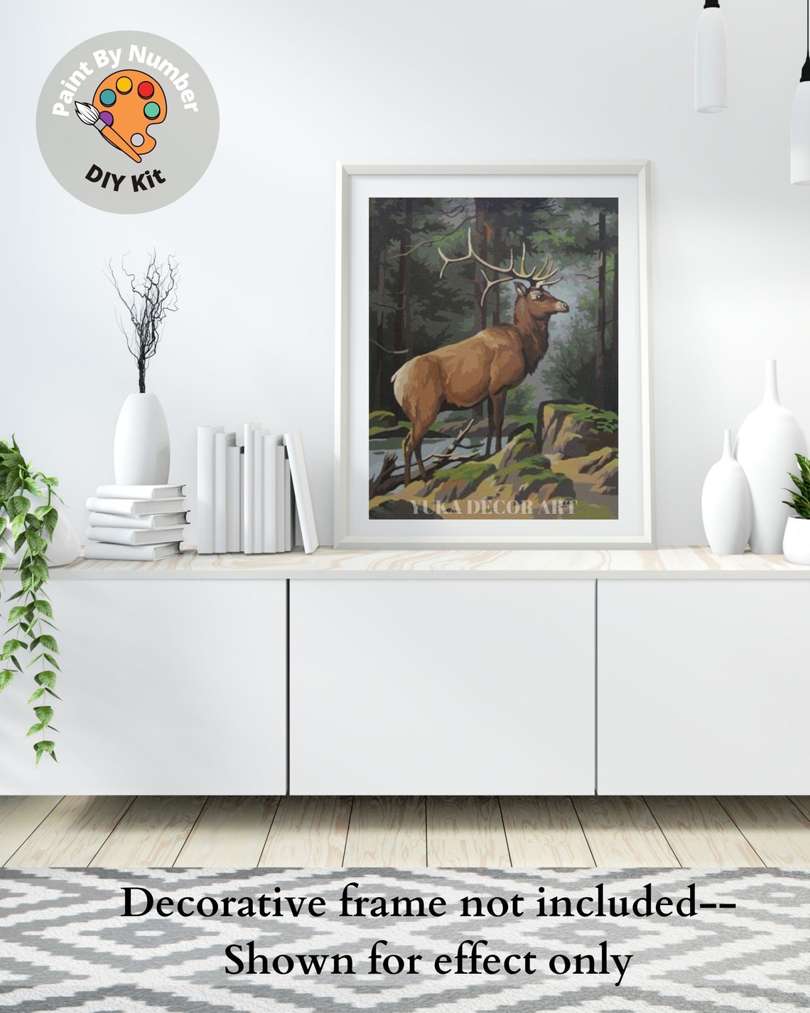 Mountain Antler PAINT by NUMBER Kit Adultvintage Style Forest - Etsy