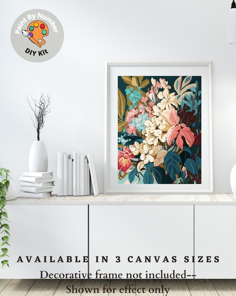 Spring Flowers PAINT by NUMBER Kit for Adults Minimalist Botanical ...