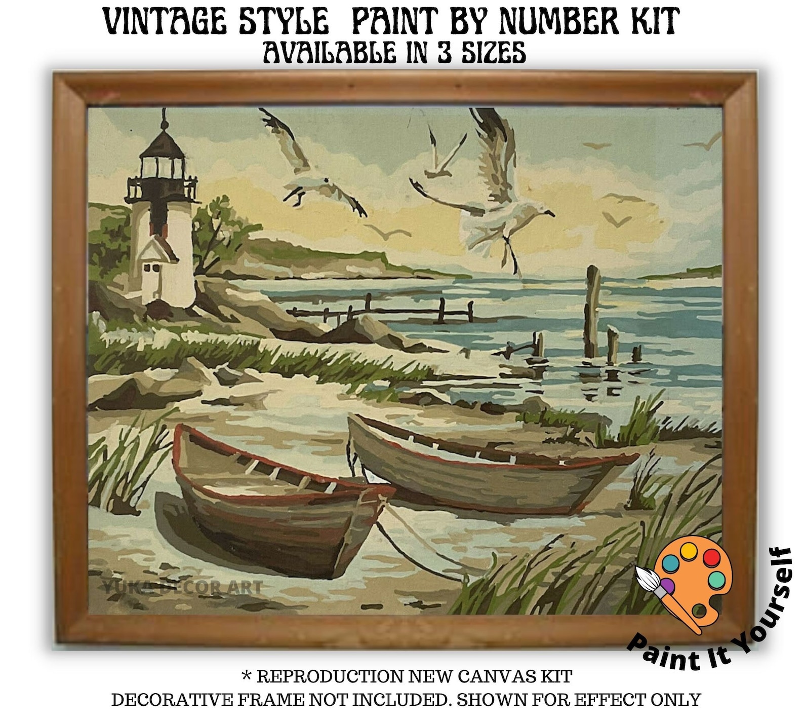 Vintage Style PAINT by NUMBER Kit for Adult , DIY Flying Seagulls ...