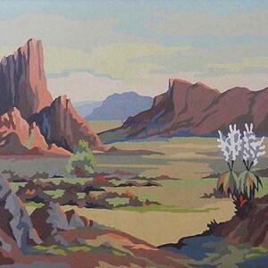 Vintage Paint by Number Kit Adult, DIY Desert Landscape Painting Easy ...