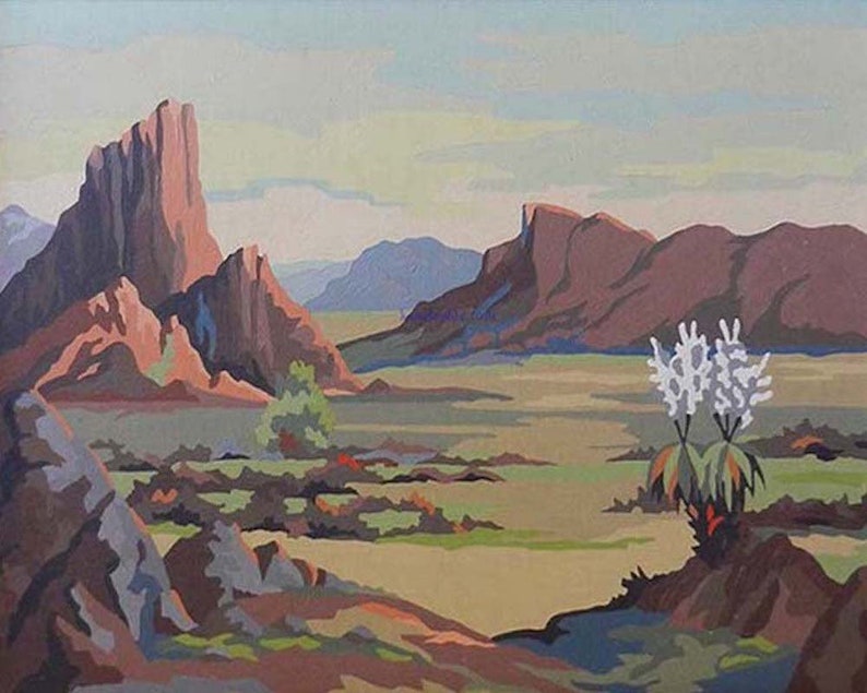 Vintage Paint by Number Kit Adult, DIY Desert Landscape Painting Easy ...