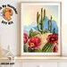Desert Landscape PAINT by NUMBER Kit, Cactus Flowers Sunset Mountain ...