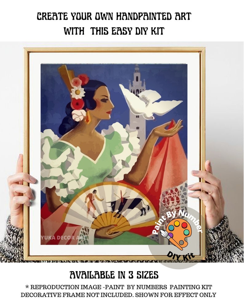 Spanish Flamenco PAINT by NUMBER Kit for Adult DIY Vintage - Etsy