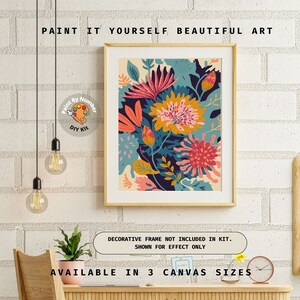 PAINT by NUMBER Kit for Adults Modern Flowers Boho Whimsical Art Easy Beginner Acrylic Paint DIY ...