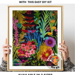 Abstract Flowers PAINT by NUMBER Kit for Adults ,garden Bouquet Plants ...