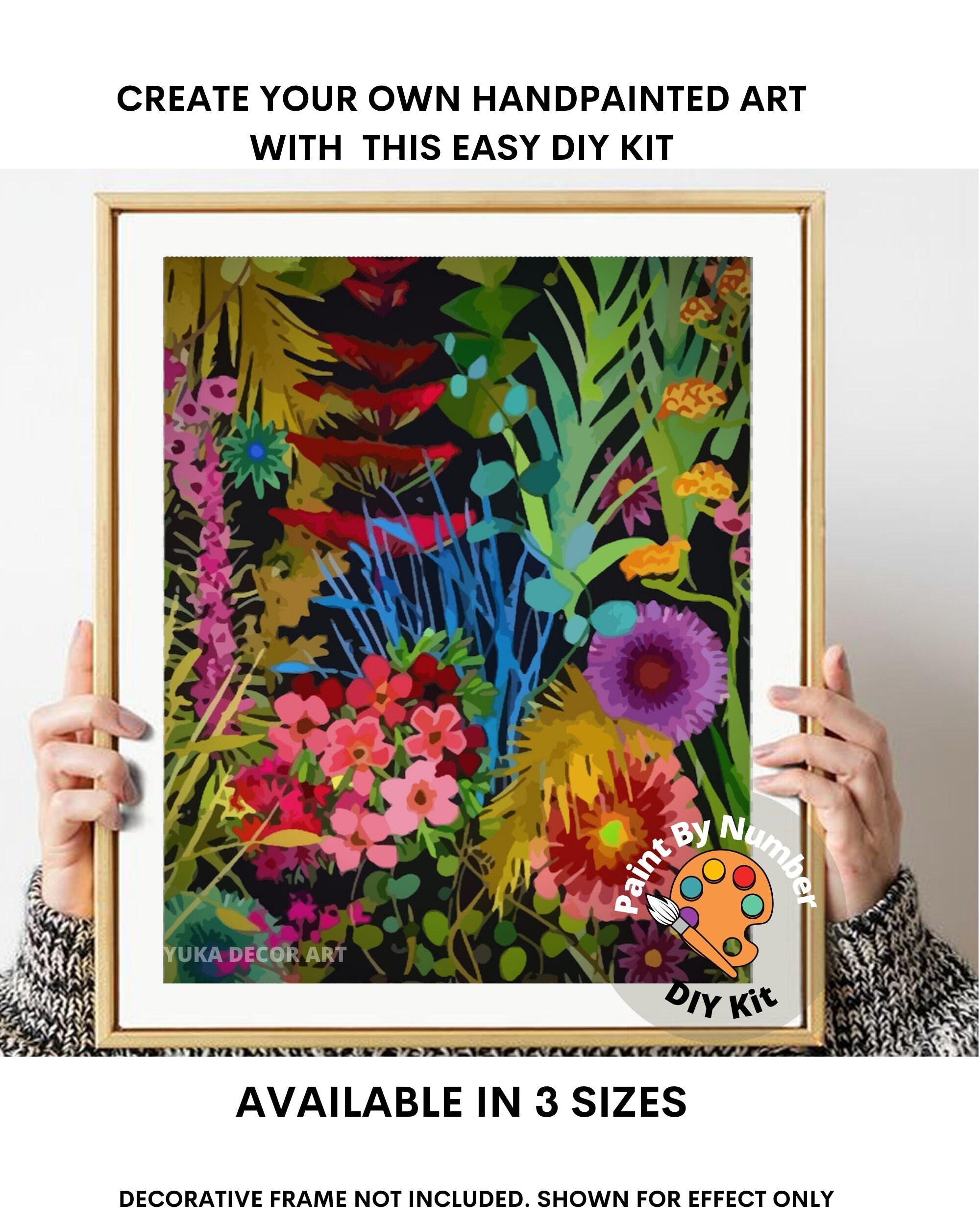 Abstract Flowers PAINT by NUMBER Kit for Adults ,garden Bouquet Plants ...