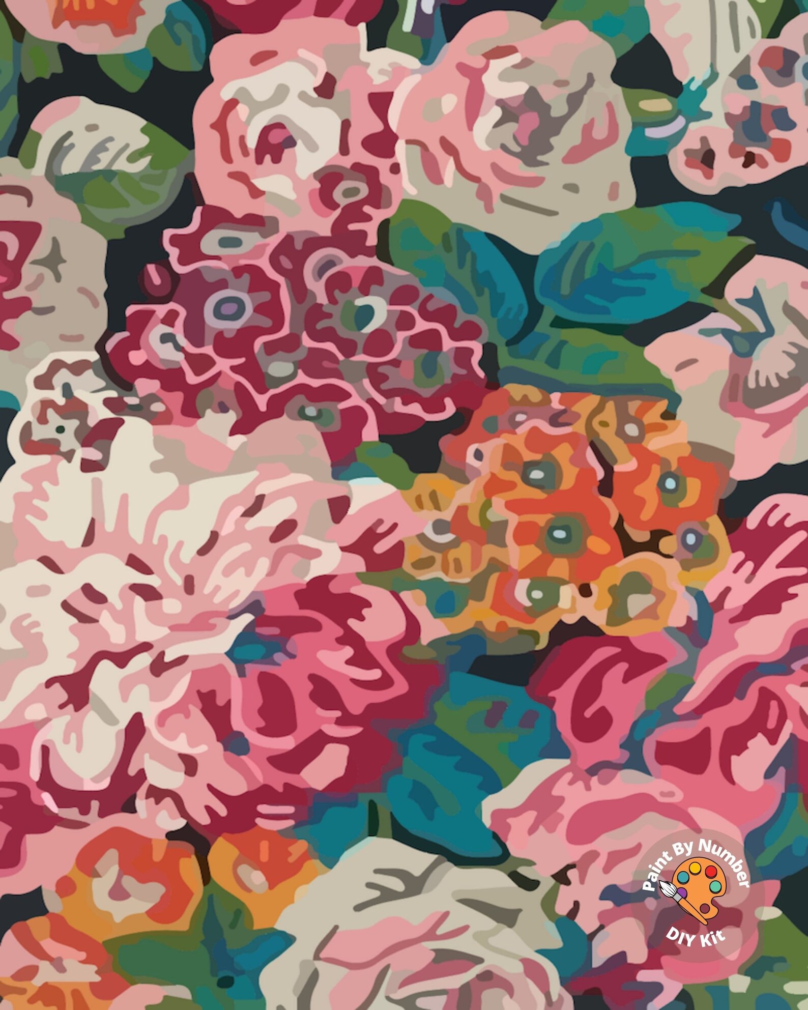 Garden Flowers PAINT by NUMBER Kit for Adults , Spring Flowers Abstract ...