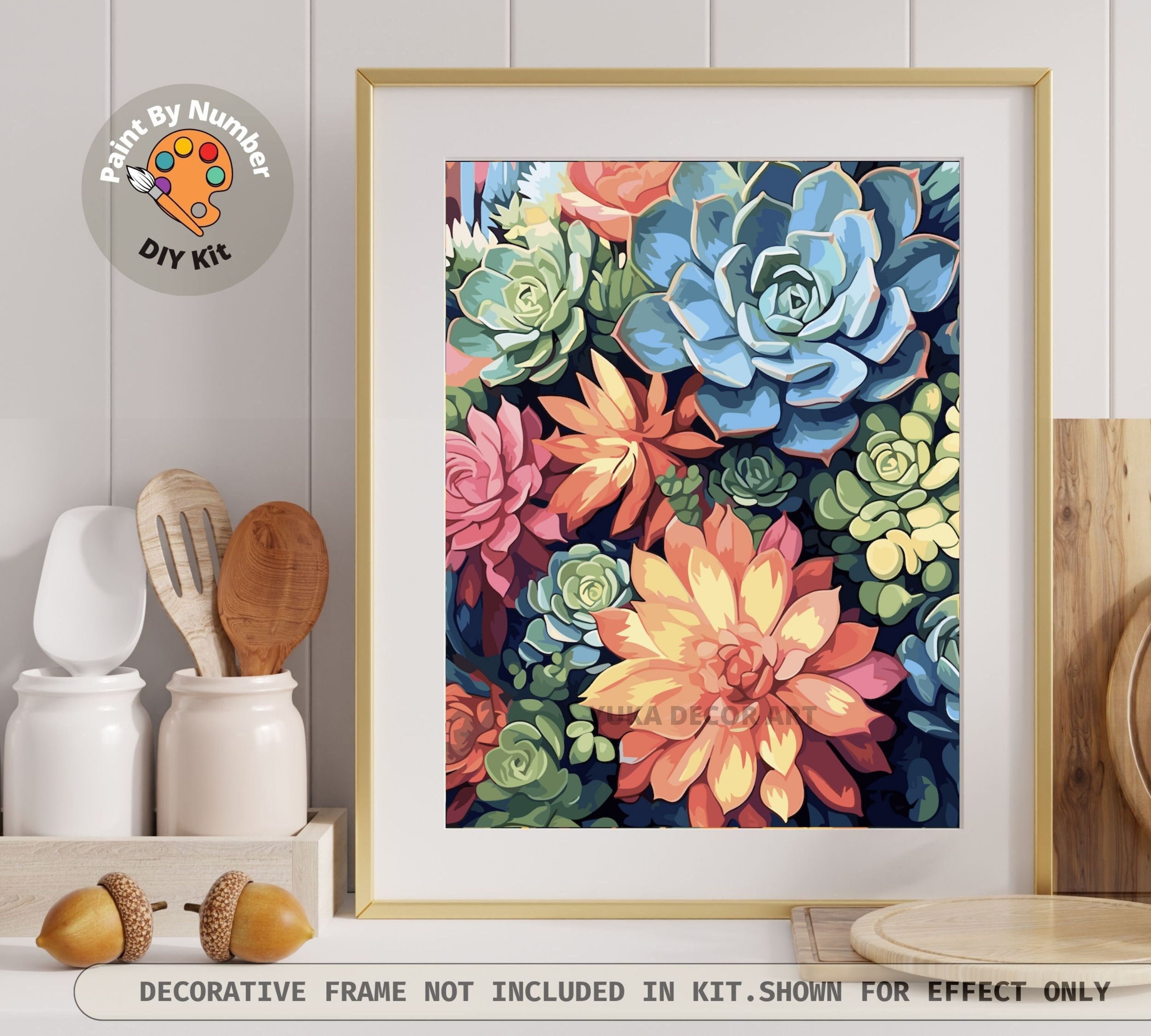 Colourful Succulents PAINT by NUMBER Kit Adult House Plants Garden ...