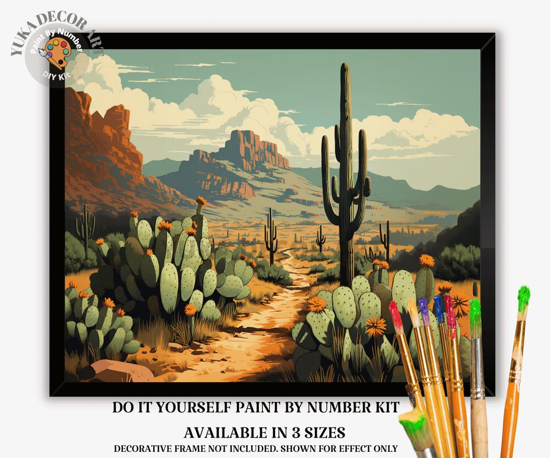 Desert PAINT by NUMBER DIY Kit Grand Canyon Landscape Vintage Style Art ...