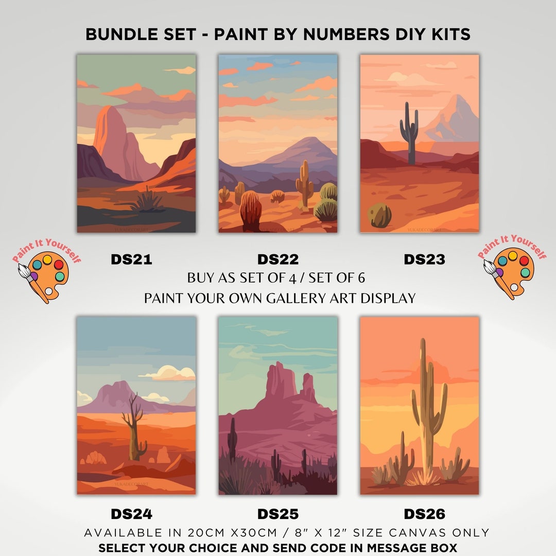 Minimalistic PAINT by NUMBER Kit Adult, Bundle Set of 2 / 3 / 4 / 6 ...
