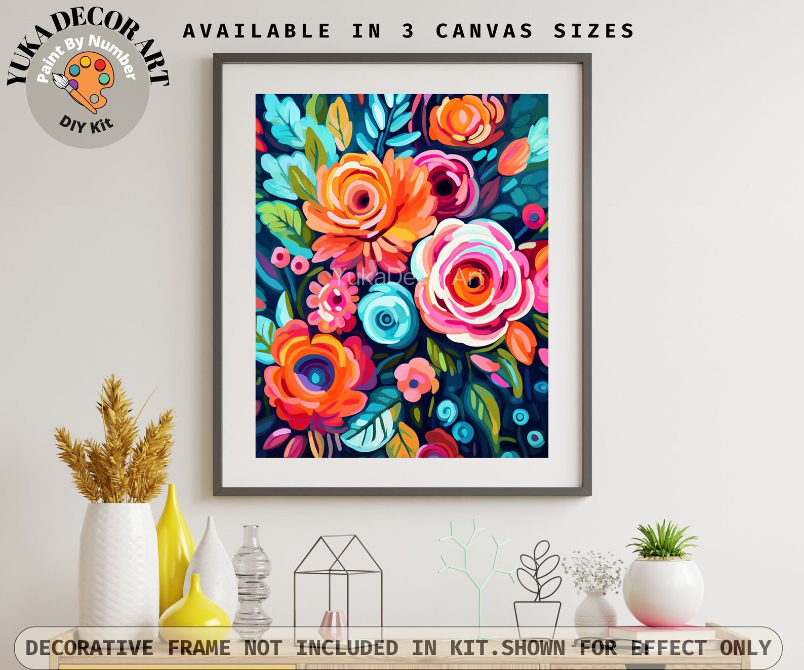Flowers PAINT by NUMBER Kit for Adults Roses Floral Painting Easy ...
