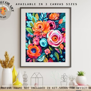 Flowers PAINT by NUMBER Kit for Adults Roses Floral Painting Easy Beginners Acrylic Paint DIY ...