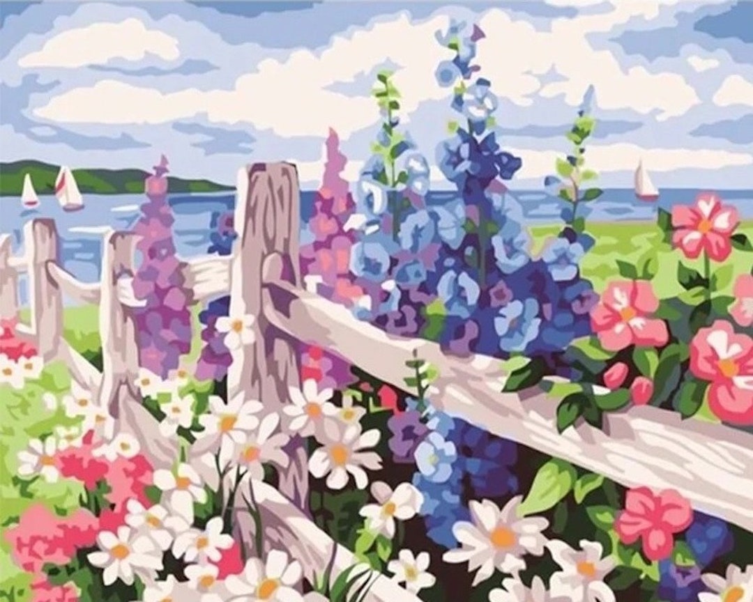 Paint by Numbers Kit for Kids Beginner,diy Art Kit, Pink Violet Flowers ...