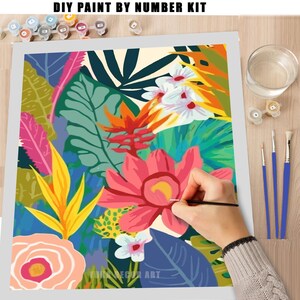 Flowers PAINT by NUMBER Kit for Adults Garden Botanical Abstract ...