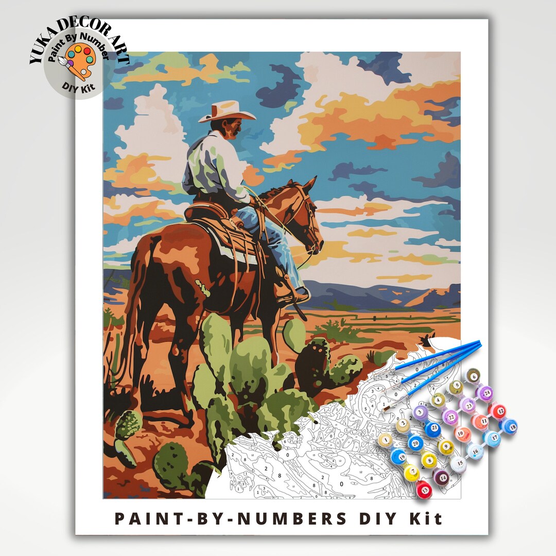 Cowboy PAINT by NUMBER Kit Adult Painting DIY by Numbers Easy Beginners ...