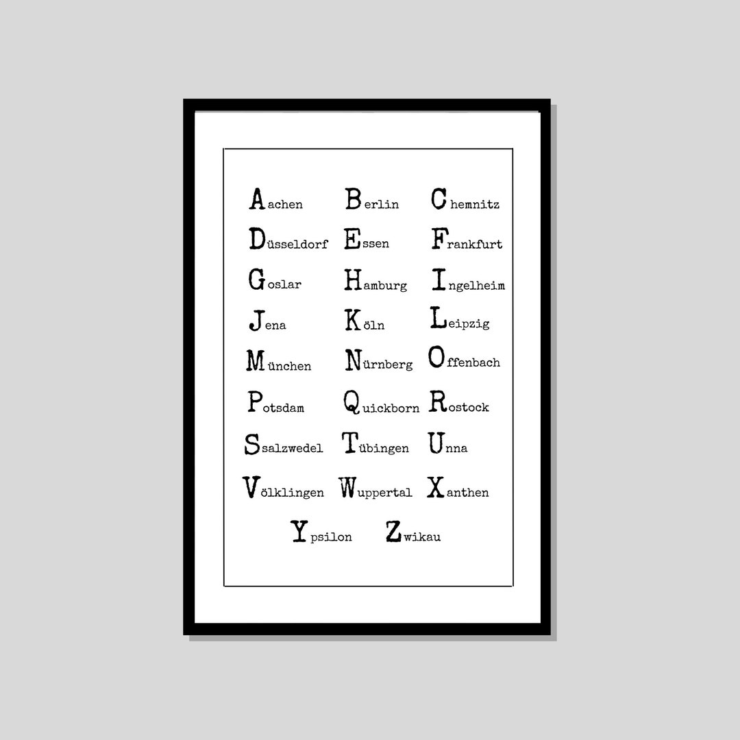 Buchstabieralphabet 2022 Städte Poster Deutsch Buchstaben Phonetic ...