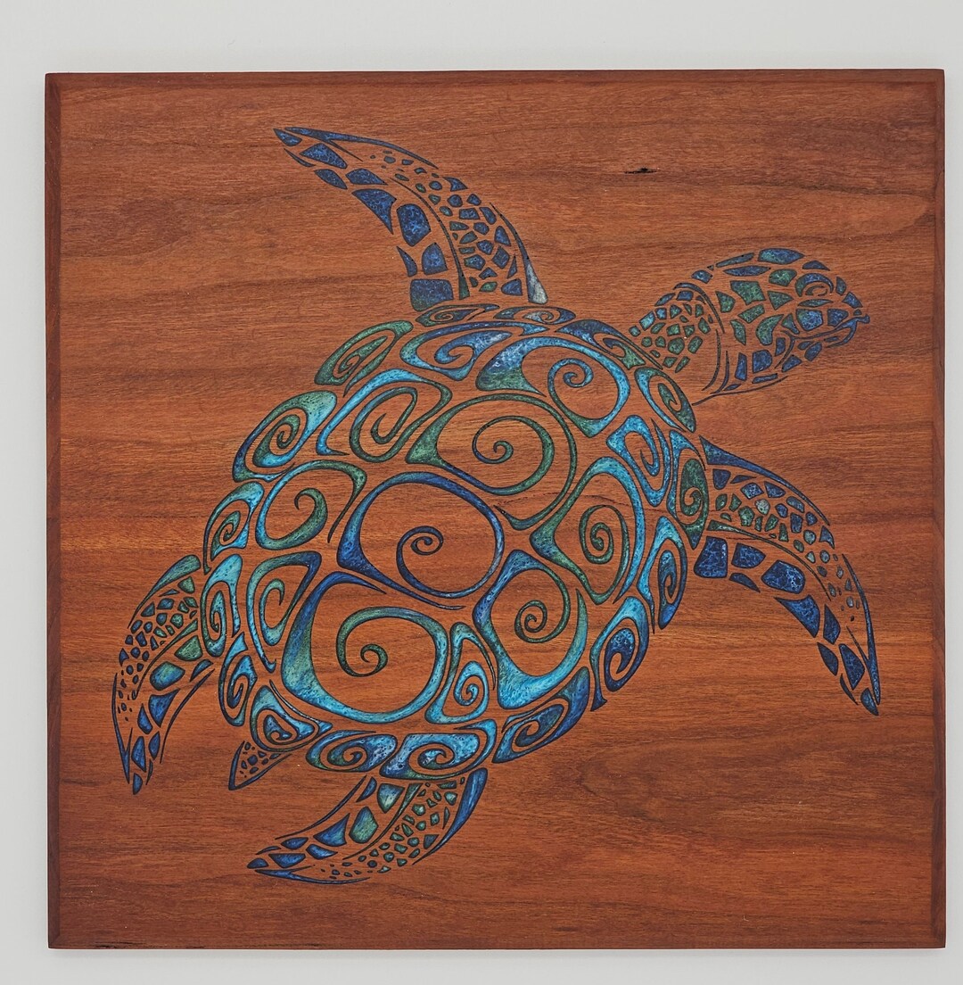 Sea Turtle - Cherry Wood and Epoxy Wall Decor - Etsy