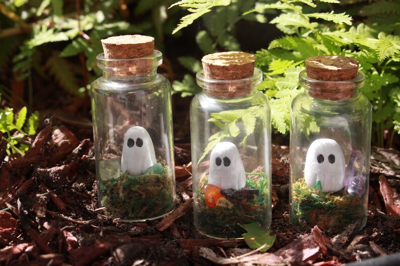 Tiny Ghost Terrarium With Crystals - Etsy