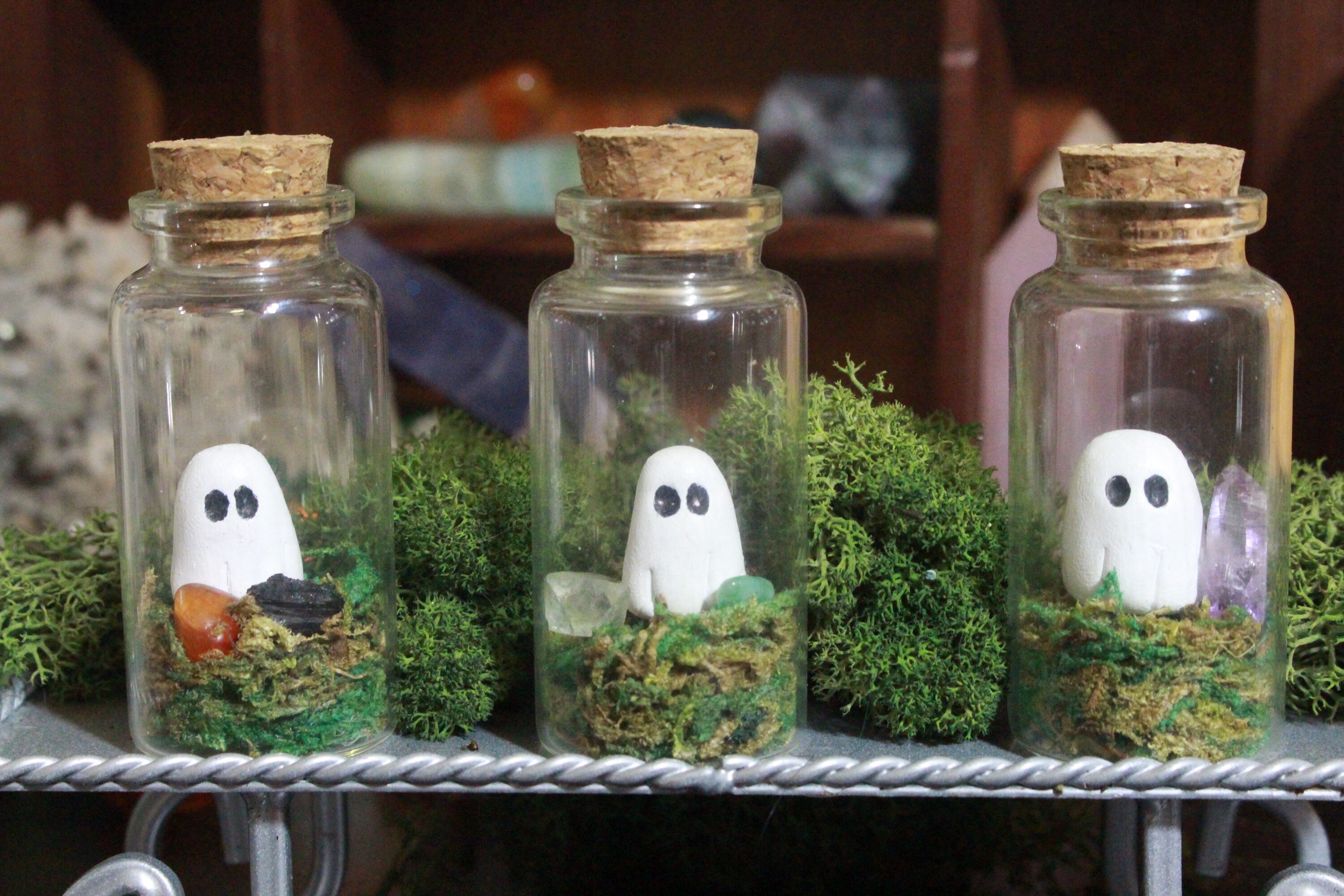 Tiny Ghost Terrarium With Crystals - Etsy