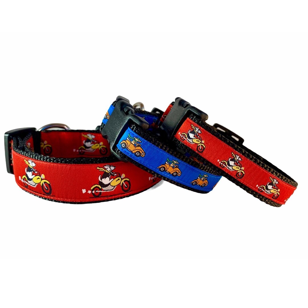 Funny Race Car Retro Dog Collar / Dogs Riding Motorcycle Collar ...