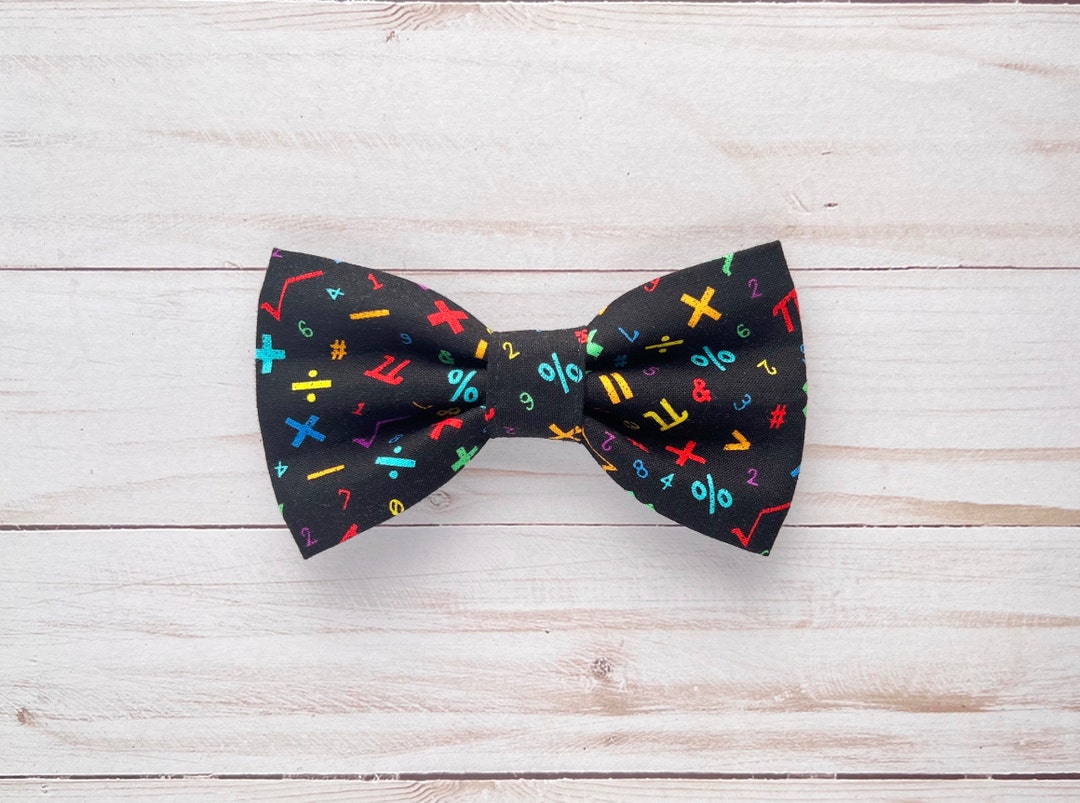 Math Symbols and Functions Black Dog Bow Tie Attaches to Dog Collar ...