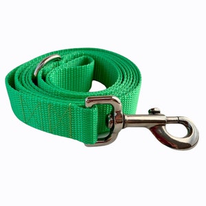 Webbing Dog Leash / Solid Bright Green Leash With Silver Nickel Snap ...
