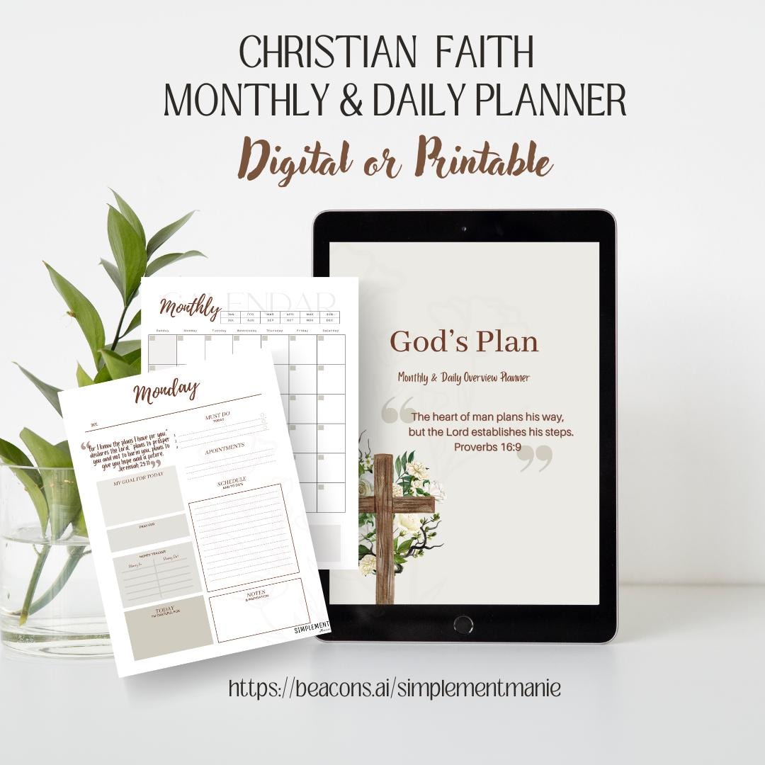 Christian Planner | Daily Planner With Bible Verses | Monthly Planner ...