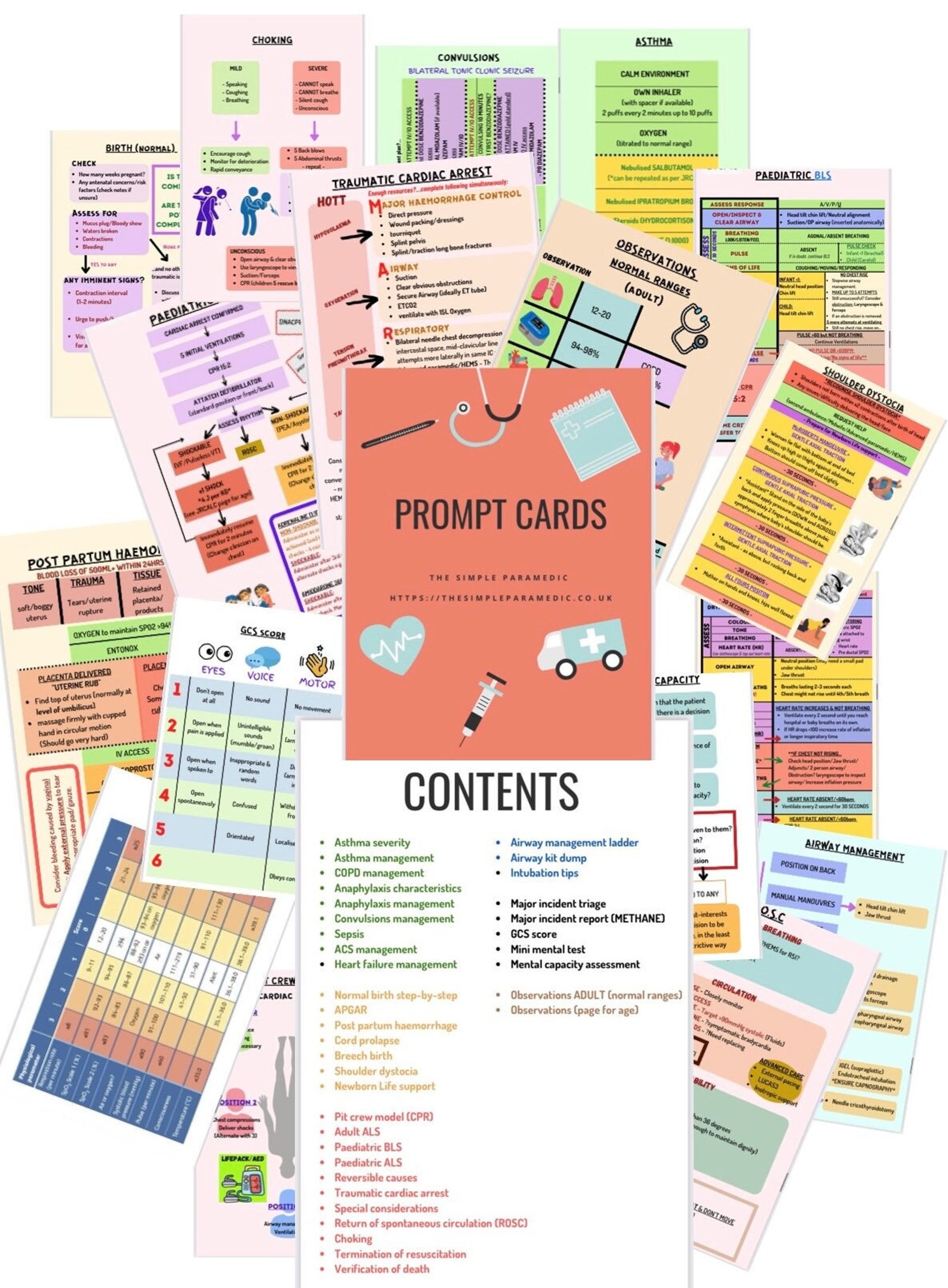 PARAMEDIC Prompt Cards - Student Paramedic FLASH CARDS - Printable ...