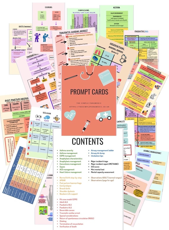 PARAMEDIC Prompt Cards Student Paramedic FLASH CARDS - Etsy