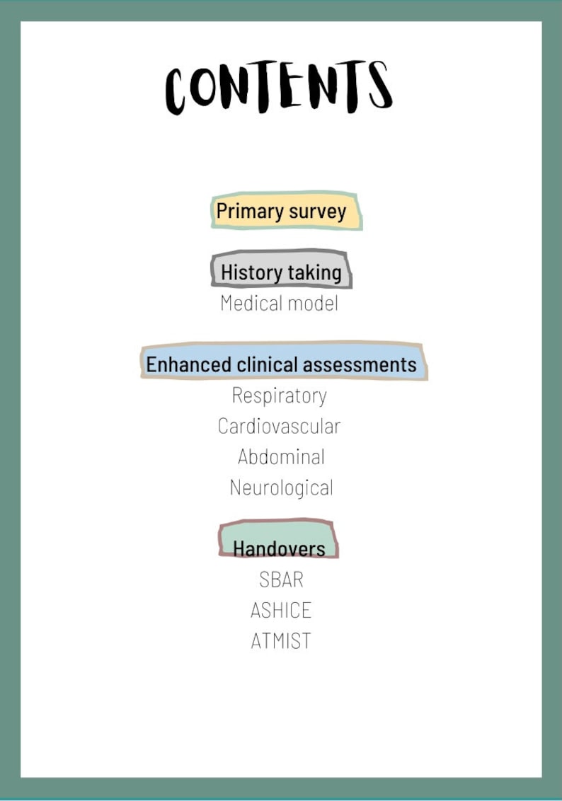 Patient Assessment: OSCE Prep - Printable - Digital Notes - University ...