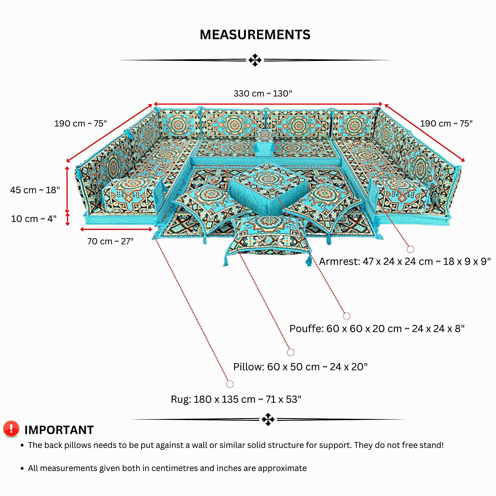 U Shaped Arabic Floor Seating Sofa, U Shaped Arabic Living Room ...