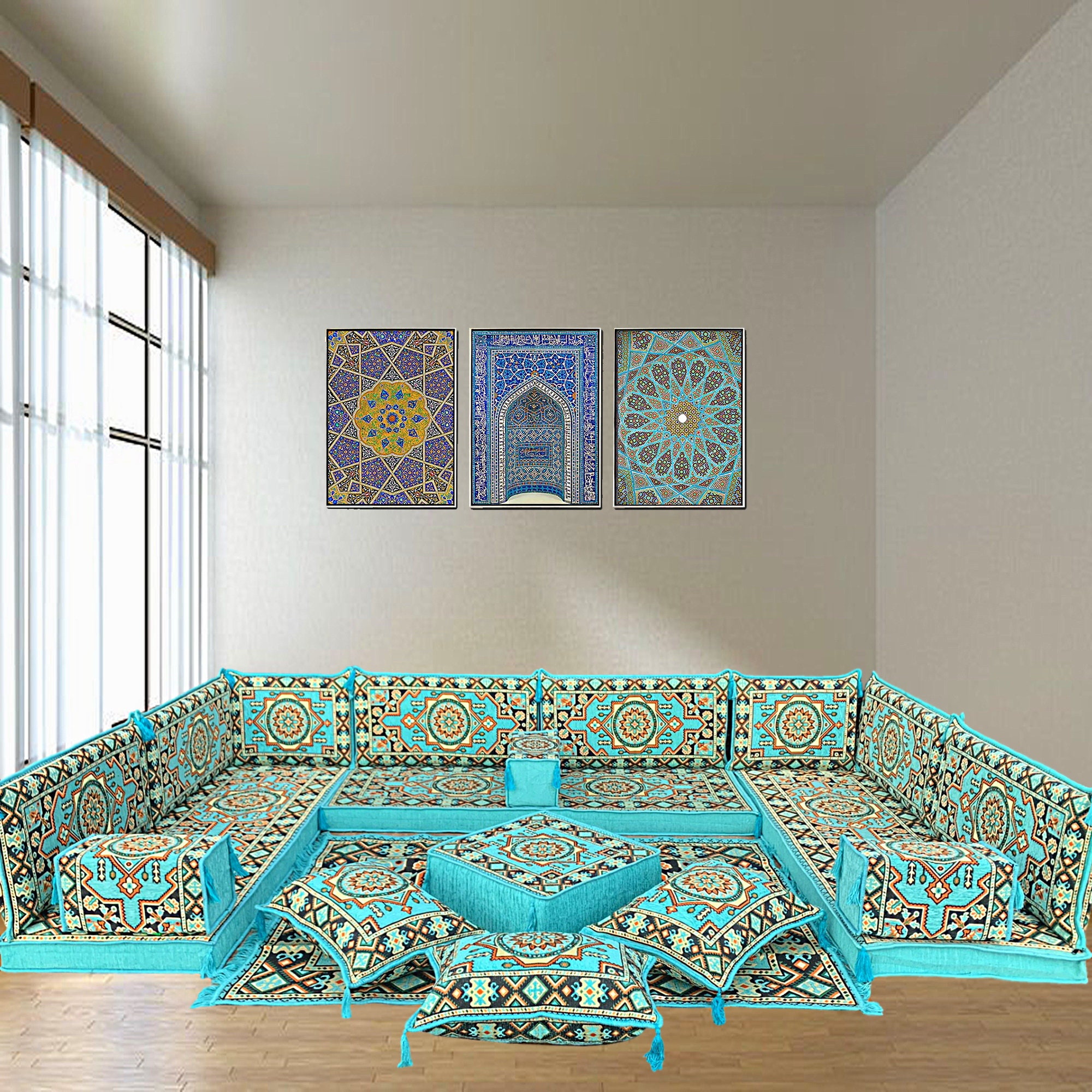 U Shaped Arabic Floor Seating Sofa, U Shaped Arabic Living Room ...
