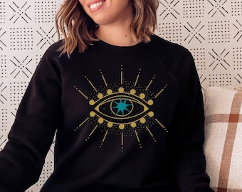 Evil Eye Pattern Pullover Retro Evil Eye Sweatshirt Third - Etsy