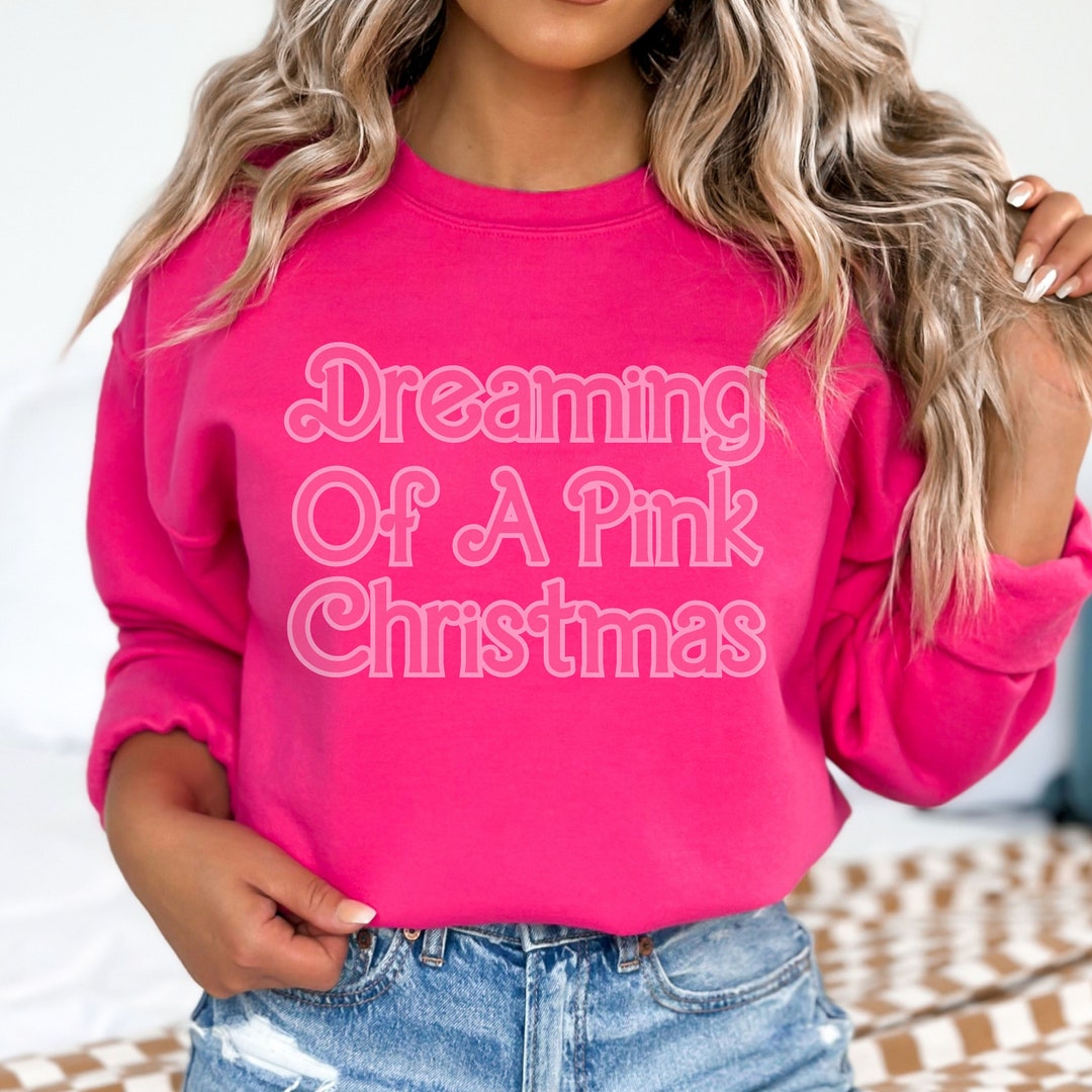 Pink Christmas Sweatshirt, Pink Christmas Tree Sweatshirt, Pink Doll ...