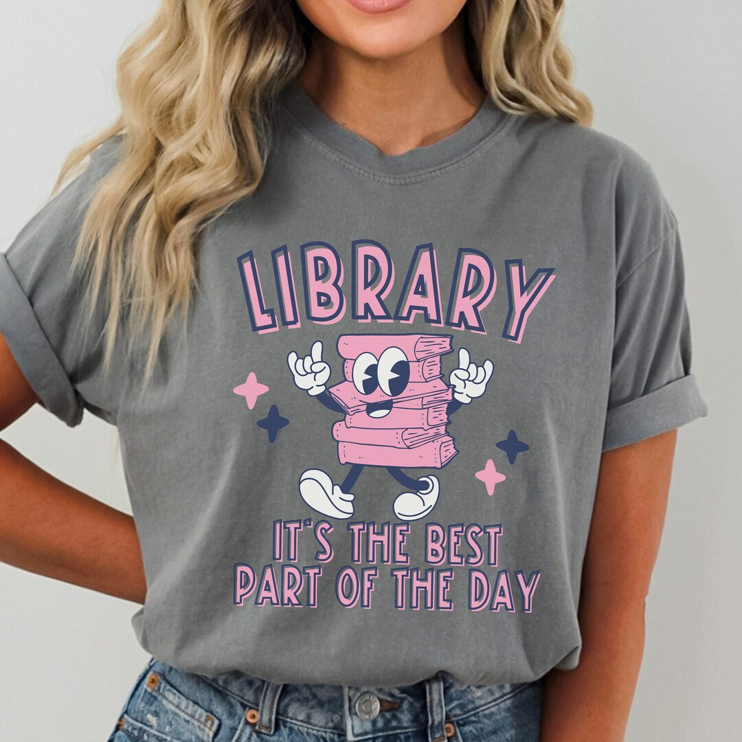 Retro Librarian Shirt, Comfort Colors Library Shirt, Library Day Shirt ...
