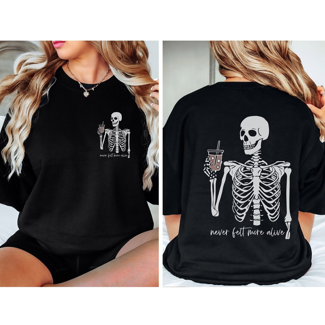 Skeleton Iced Coffee Sweatshirt, Staying Alive Shirt, Trendy Coffee ...