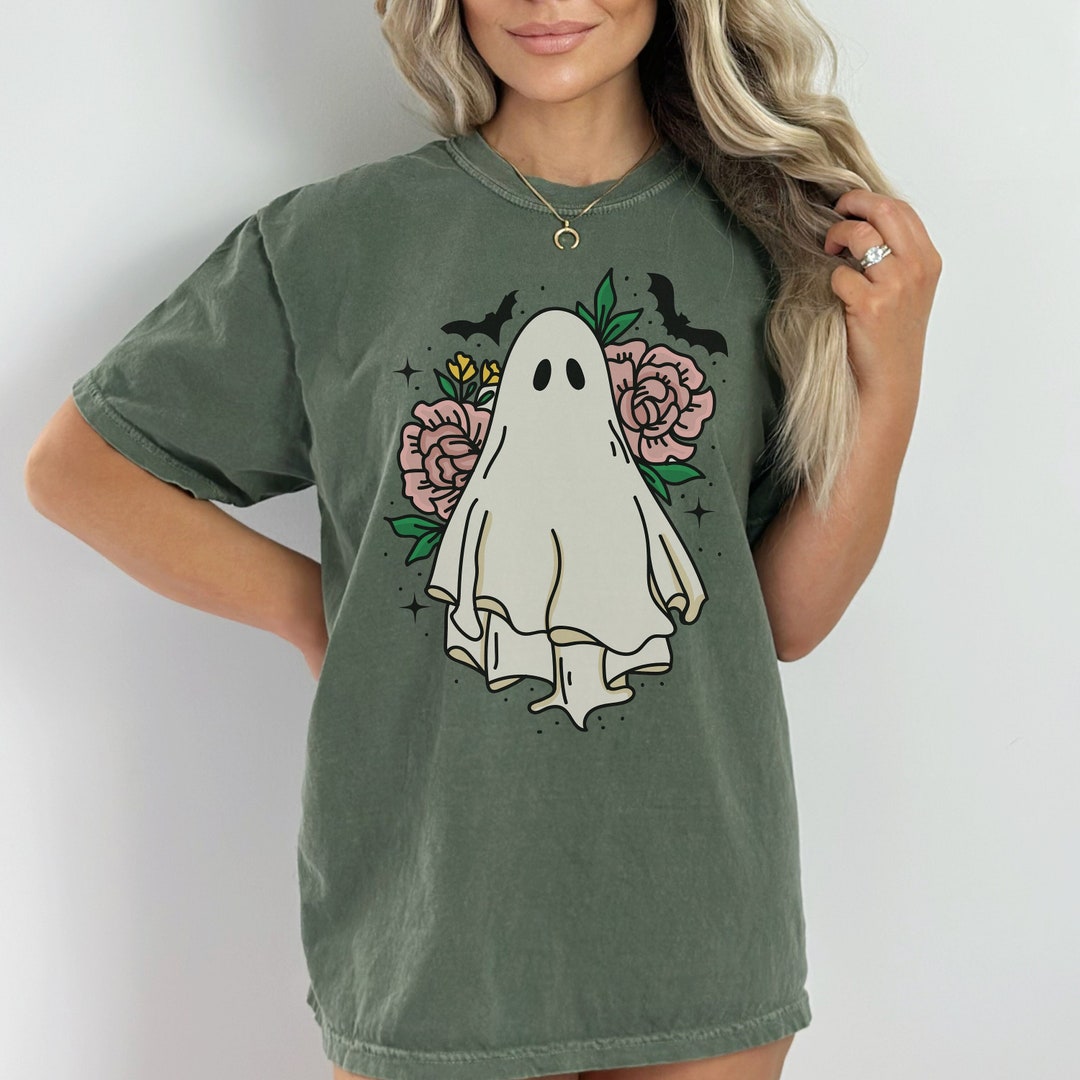 Retro Halloween Shirt Retro Floral Ghost Tee, Ghost Shirts , Flower ...