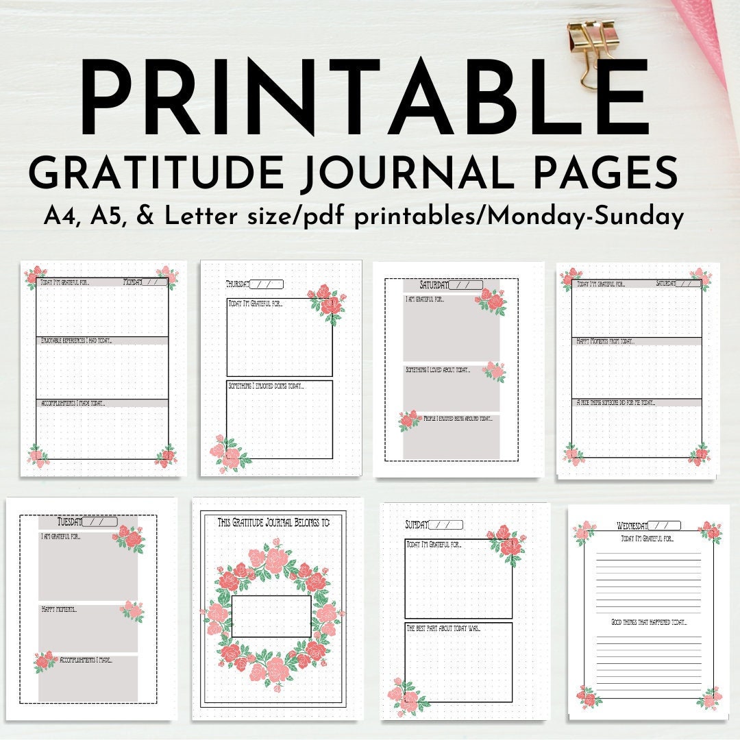 Printable Gratitude Journal Pages Daily, Daily Printable Pages for ...