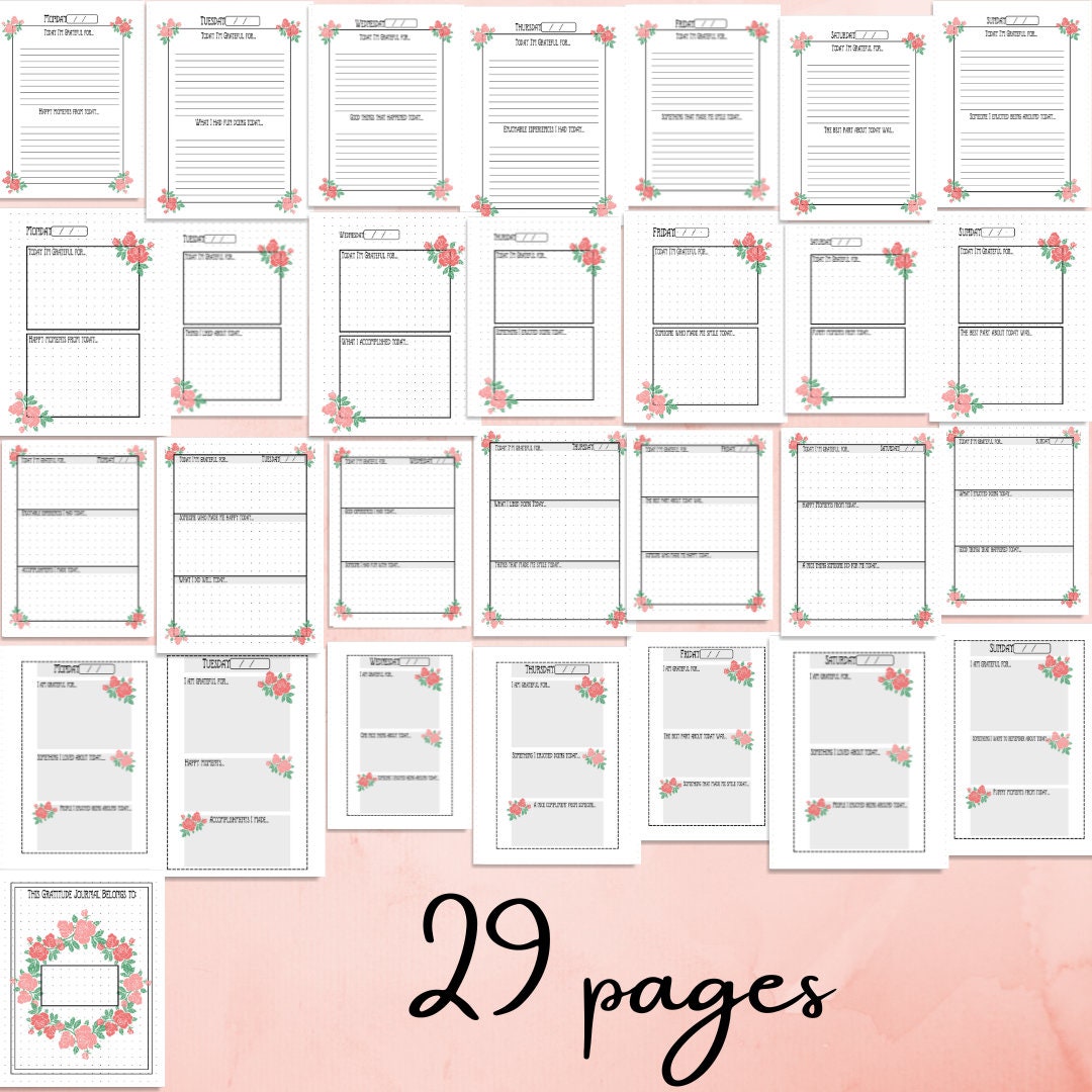 Printable Gratitude Journal Pages Daily, Daily Printable Pages for ...