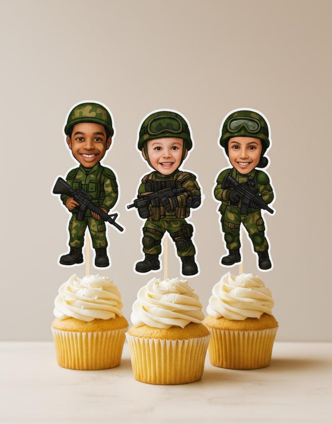 Soldier Custom Face Cupcake Toppers, Face Cupcake Toppers, Baby Boy ...