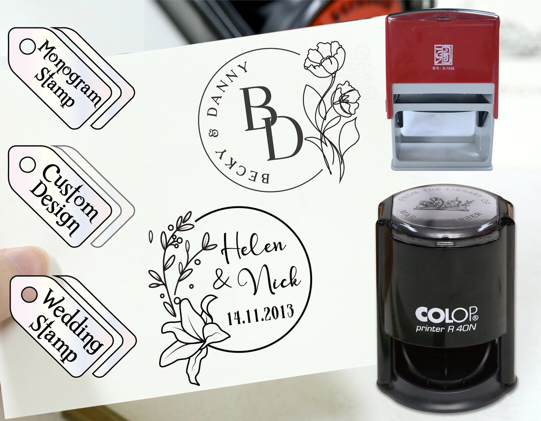 Custom Wedding Monogram Stamp /wedding Invitation/custom Address Ink ...