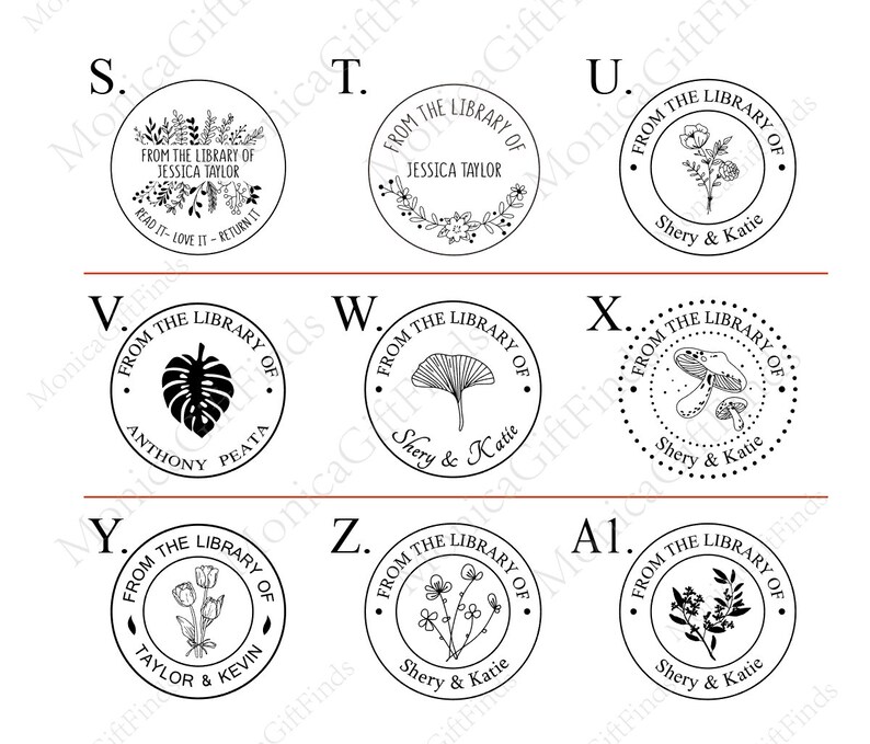 Custom Flower From the Library Embosser/personalized Botanical Library ...