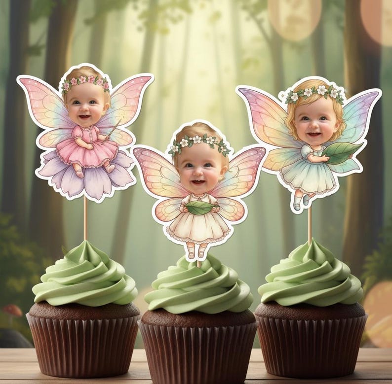Fairy Custom Cupcake Toppers, Kid Face Cupcake Toppers, Girl Fairy ...