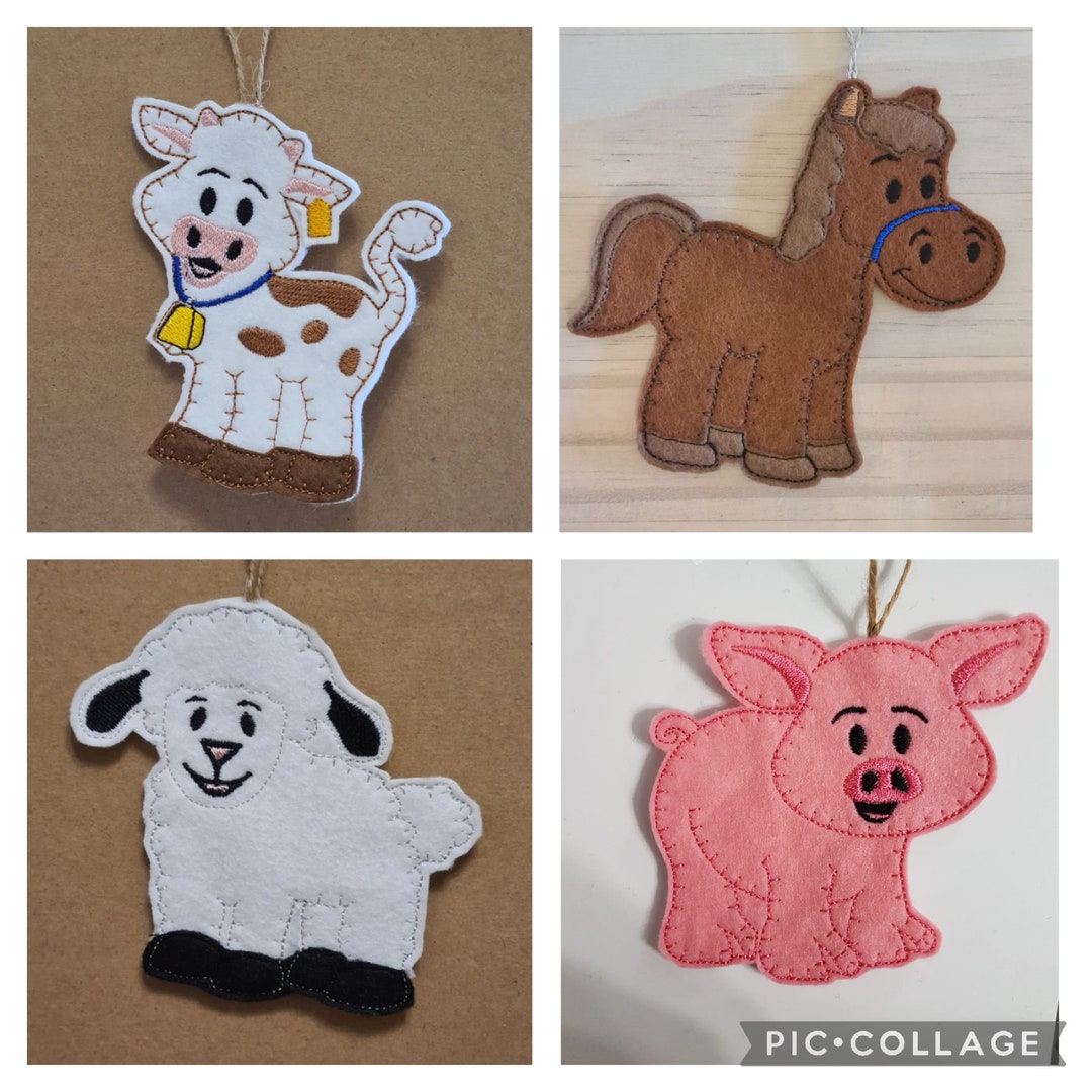 In the Hoop Machine Embroidery Farm Animal Collection Felt - Etsy