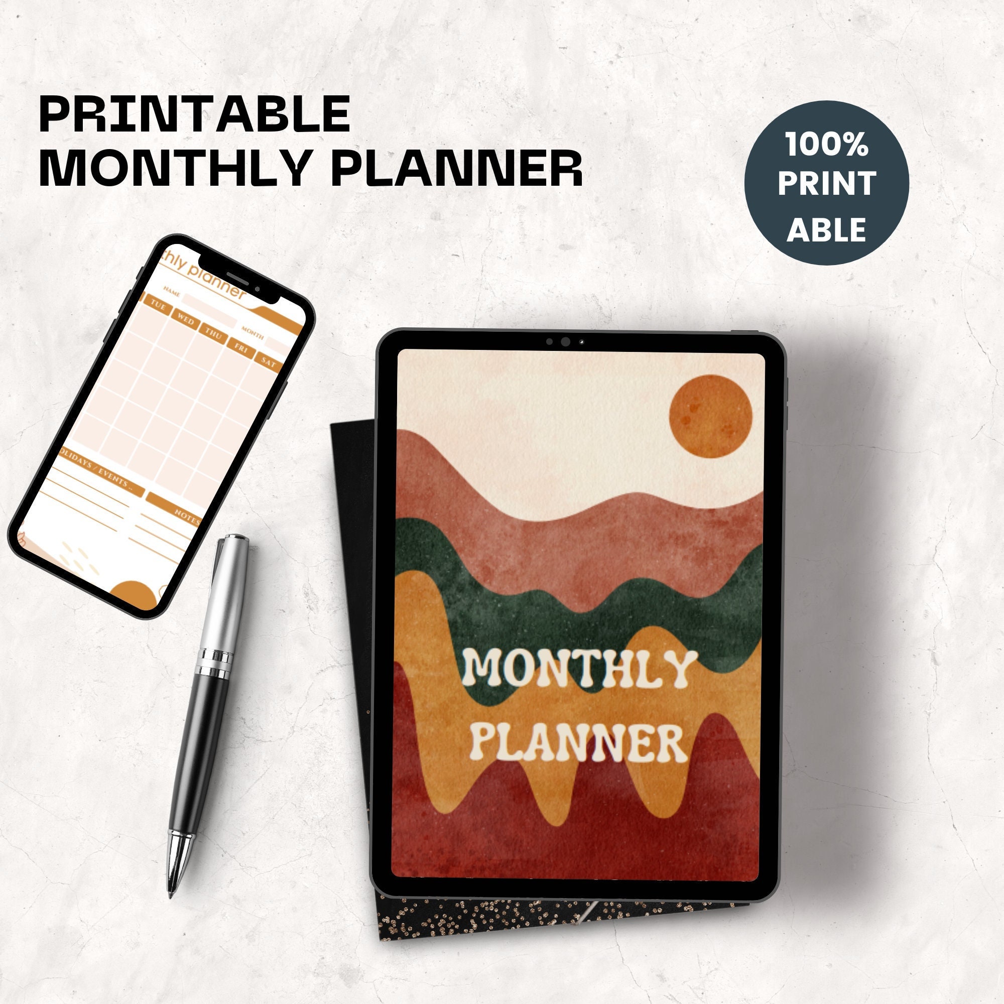 2023 Monthly Boho Planner Printable, Undated Monthly Planer Pages, 2023 ...