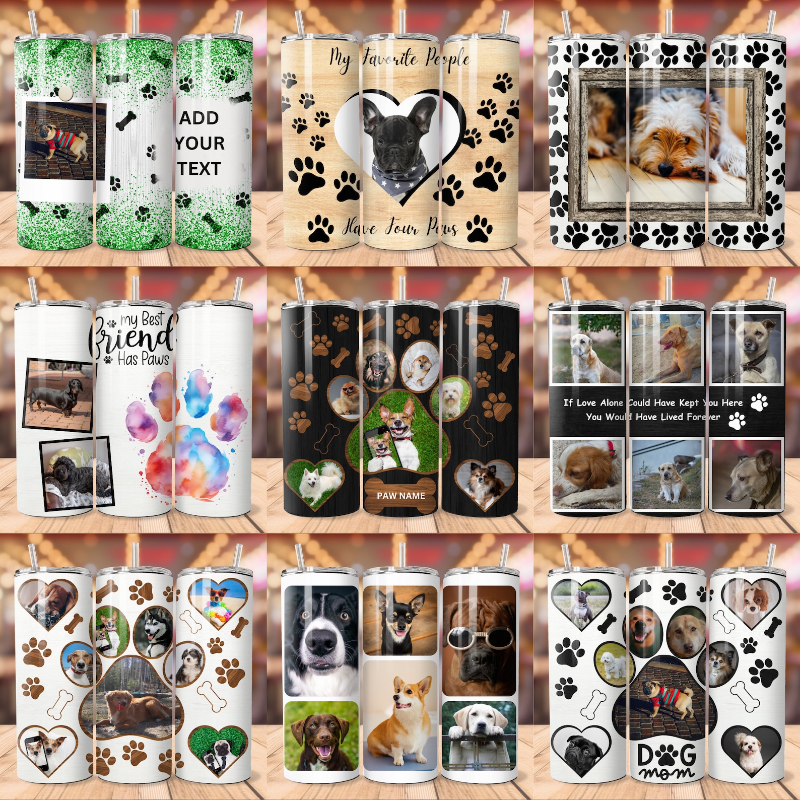 Dog Photo Frame Tumbler Wrap Bundle, Pet Dog Memorial Photo Tumbler ...