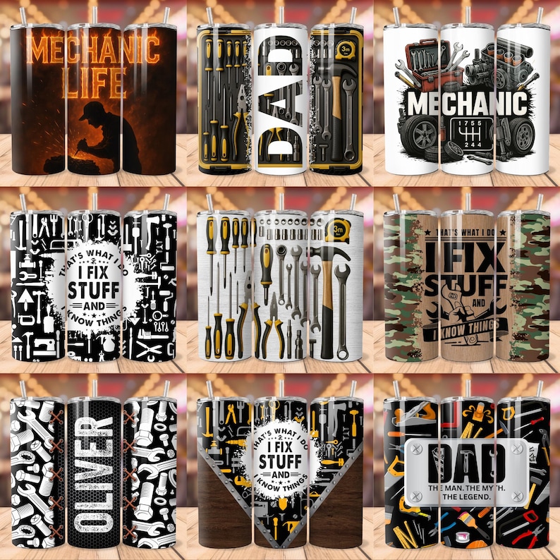 Mechanic Tumbler Wrap, Sublimation Designs, Tool Box , Dad Tumbler ...