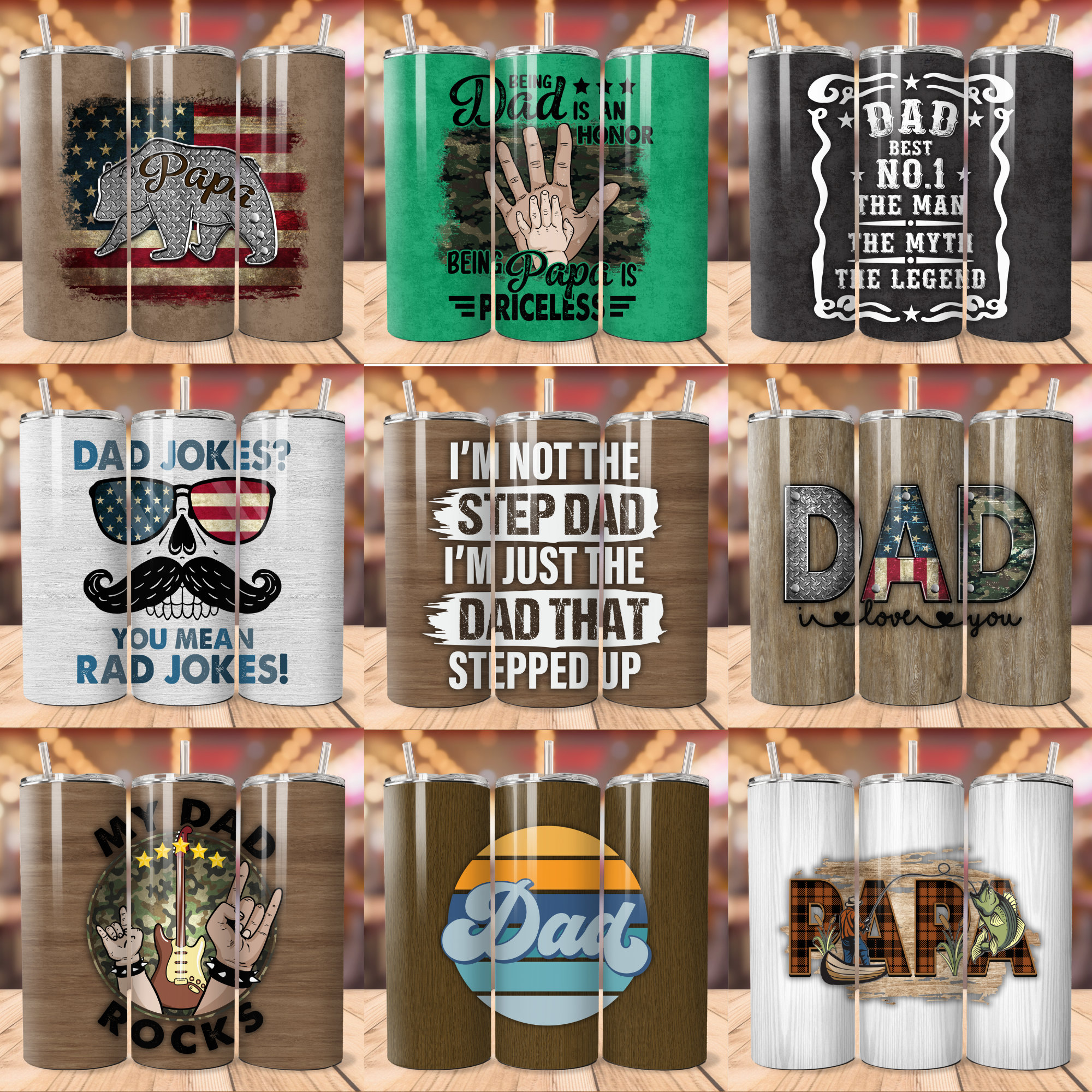 60+ Dad Tumbler Wrap Bundle, Father's Day Design Dad Life 20oz Skinny ...